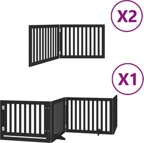 Zábrana pro psy s dvířky skládací 8 panelů černá 640 cm topol 3155682
