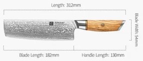 Nůž Nakiri 7" XINZUO LAN 73 vrstev damaškové oceli