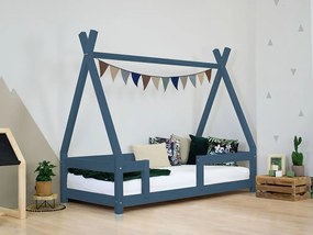 Benlemi Dětská domečková postel NAKANA  s bočnicí Barva: Námořnická modrá, Rozměr: 90 x 200 cm