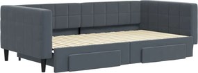 Válenda s přistýlkou a zásuvkami tmavě šedá 100 x 200 cm samet 3196747
