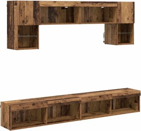 TV nástěnné jednotky s LED 6 ks Staré dřevo Kompozitní dřevo 3402962