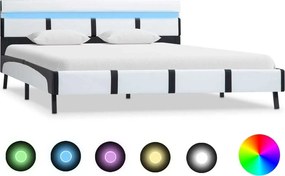 vidaXL Rám postele s LED světlem černý umělá kůže 120 x 200 cm [280308] Barva: Bílá a černá