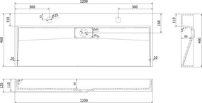 Mexen Ava umyvadlo na desku z konglomerátu 2/O 120 x 46 cm, bílá - 23011202