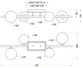 Wofi 7014-401W - LED Přisazený lustr VILLA 4xG9/3W/230V zlatá