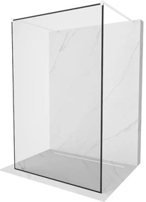 Mexen Kioto, průchozí sprchová zástěna 100 x 200 cm, 8mm sklo čiré/černý vzor, 2x bílá stabilizační rozpěra, 800-100-002-20-70