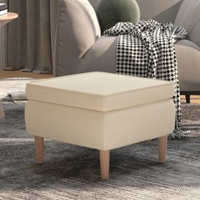 Stolička s dřevěnými nohami krémová textil 329455