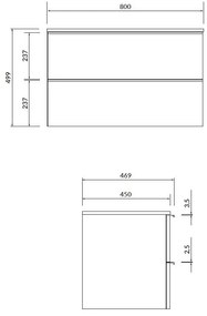 Cersanit - VIRGO závěsná skříňka pod umyvadlo s deskou 80cm, šedá-černá, S522-031