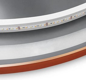 Tutumi Zrcadlo ⌀60 cm s vyhříváním a regulovatelným LED osvětlením HOM-05491 kartáčovaná měď