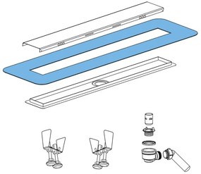 Deante Deante, nerezový lineární odtokový žlab s otočnou mřížkou (2v1) 70cm, sifon H65, černá, KOS_N07D