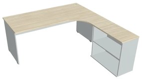 Sestava stolu a skříně levá 180 cm - Hobis Gate GE 1800 H L Dekor stolové desky: akát, Dekor lamino podnože: šedá