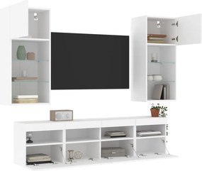 5dílná obývací stěna s LED osvětlením bílá kompozitní dřevo 3216743