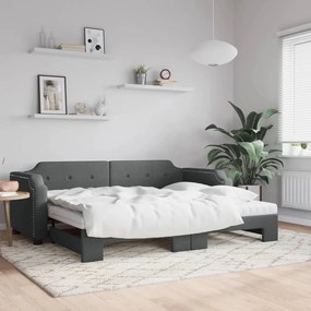 Válenda s přistýlkou a matracemi tmavě šedá 80 x 200 cm textil 3197648