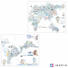 INSPIO Dětské samolepky na zeď - Cestovatelská mapa světa pro kluky