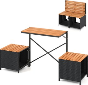Costway 2-in-1 Venkovní skládací lavice konvertibilní piknikový stůl a s kovovým