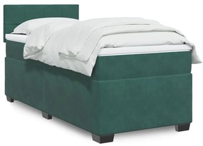 Box spring postel s matrací tmavě zelená 90x200 cm samet 3288525