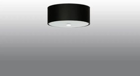 Stropní svítidlo Skála, 1x černé textilní stínítko, (bílé sklo), (fi 30 cm)