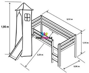 Dětská VYVÝŠENÁ postel se skluzavkou DOMEČEK zelenooranžový - BÍLÁ