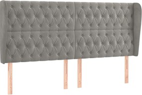 Čelo postele typu ušák světle šedé 183x23x118/128 cm samet 3118352