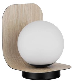 LED dřevěno-černá stolní lampa Kamen