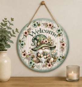dekorace na zeď, dřevo, 20x20 cm, Boho styl s trpaslíkem, Dekorino DZ20260010
