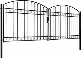 Plotová brána ASSEN dvoukřídlé dveře s klenutým vrškem ocel 400 x 175 cm 143095