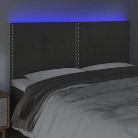 Čelo postele s LED tmavě šedé 200x5x118/128 cm samet 3122351