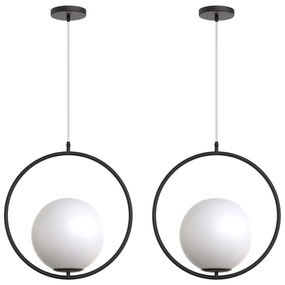 Toolight Toolight, stropní závěsné svítidlo, bílá skleněná koule, 1xE27, G110-1W, bílá-černá, OSW-09735