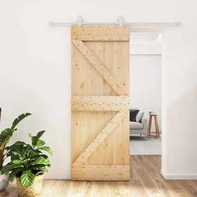 Posuvné Dveře S Kováním 80 X 210 Cm Masivní Borové Dřevo