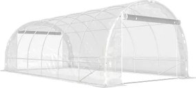 Outsunny tunelový skleník 6x3x2 m se 2 vyrolovatelnými dveřmi, konstrukce z pozinkované oceli, PE kryt odolný proti UV záření, průhledný