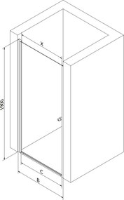 Mexen PRETORIA sprchové dveře ke sprchovému koutu 80 cm, 852-080-000-70-00