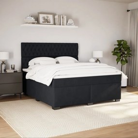 Box spring postel s matrací černá 180x200 cm samet 3293286