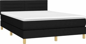 Box spring postel s matrací a LED černá 140x190 cm textil 3133791