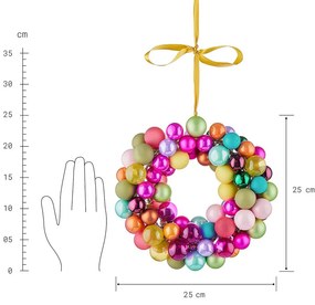 X-MAS Věnec ze skleněných vánočních koulí 25 cm