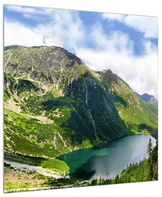 Obraz horské krajiny s jezerem (50x50 cm)