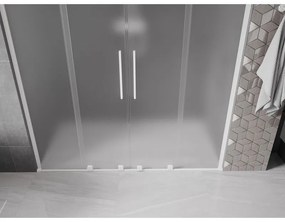 Mexen Velar L Duo, posuvné sprchové dveře do otvoru 180 cm, 8mm sklo námraza, bílá matná, 871-180-003-32-20