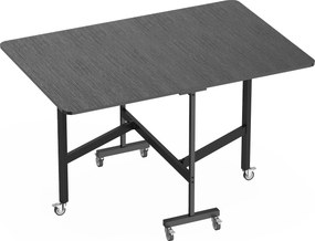 HOMCOM skládací jídelní stůl pro 4–6 osob s kolečky a sklápěcími deskami, černý, 120 × 80 × 73 cm