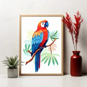 Plakát - Veselý papoušek na větvi