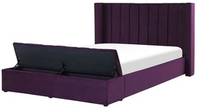 Sametová postel s lavičkou 140 x 200 cm fialová NOYERS Beliani