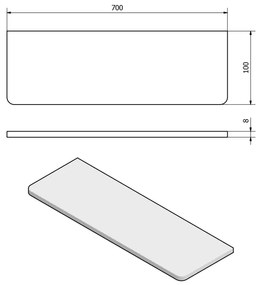 Sapho Police 700x100x8mm, čiré sklo 23483