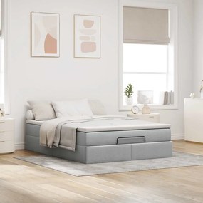 Osmanský rám postele s matrací světle šedá 140x200cm textil 3311113