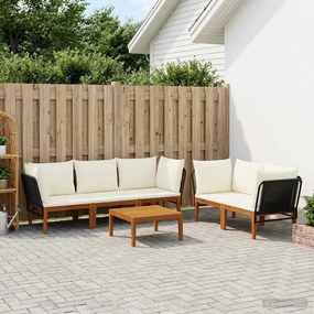 6 ks Masivní akáciové dřevo a provaz Přírodní 3407719