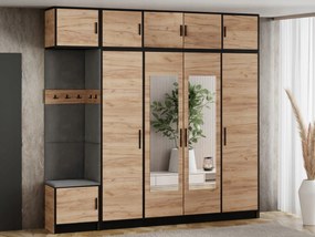 Šatní skříň s nástavcem ROJ 15 dub Craft zlatý + šedý