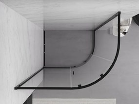 Mexen Exo sprchový kout půlkruhový asymetrický posuvný 100 x 90 cm, transparentní, černá - 8131-100-090-70-00