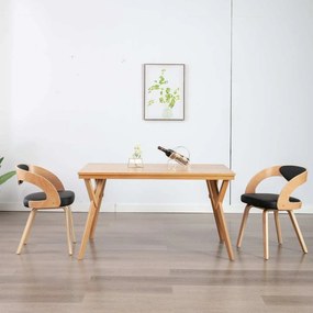 vidaXL Jídelní židle 2 ks krémové ohýbané dřevo a umělá kůže [283103] Barva: černá a světle hnědá
