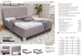 Čalouněná postel LAURA 160 nebo 180x200 cm, český výrobek