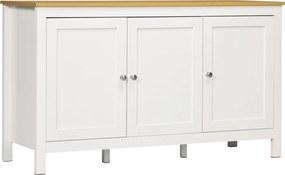 HOMCOM Kuchyňský Kredenc s 3 Dveřmi, Buffet Skříň s Nastavitelnými Policemi pro Jídelnu Moderní Styl 120x40x70 cm Bílá | Aosom