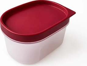 dóza na potraviny, s víkem, plast, 5x10x7,5 cm, průhledná/červená, Dekorino DP20260007