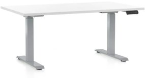 Výškově nastavitelný stůl OfficeTech D, 140 x 80 cm, šedá podnož, bílá