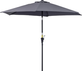 Zahradní slunečník Outsunny z hliníku Ø260x235 cm s naklápěcí konstrukcí, klikou a 6 kovovými tyčemi pro venkovní terasu a balkon - Šedý