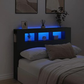 Čelo postele s LED černé 140 x 18,5 x 103,5 cm kompozitní dřevo